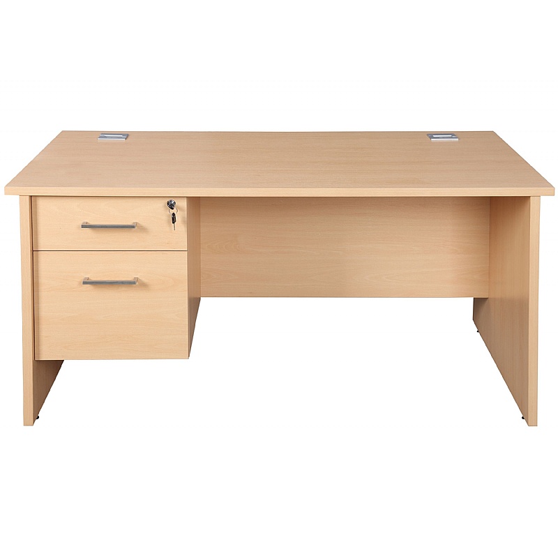 Horizon Panel End Rectangular Office Desks With Single Fixed Pedestal ...