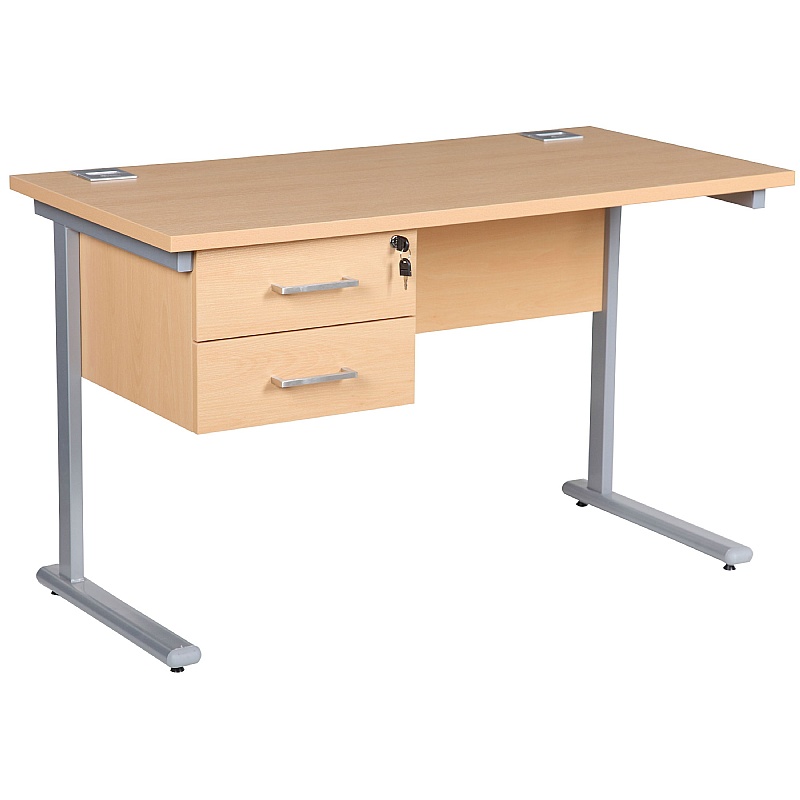 Horizon Compact Cantilever Office Desks With Single Fixed Pedestal from ...