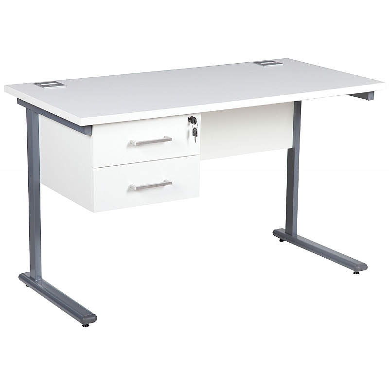 Horizon Compact Cantilever Office Desks With Single Fixed Pedestal from ...