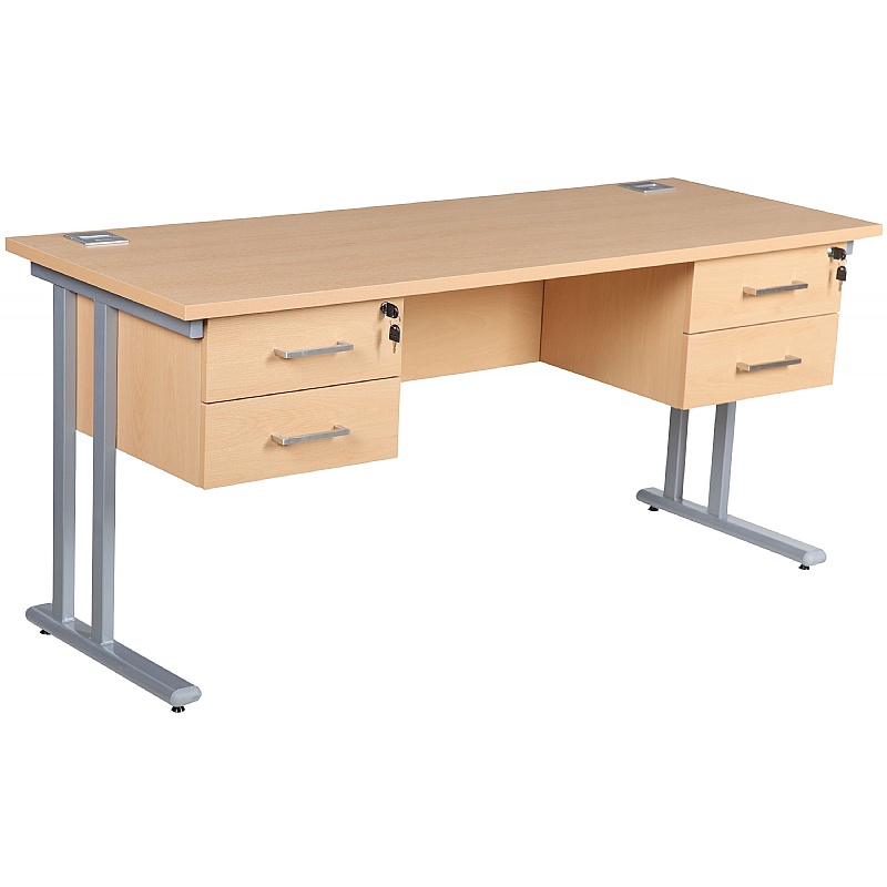 Horizon Deluxe Compact Rectangular Cantilever Office Desks With Double ...