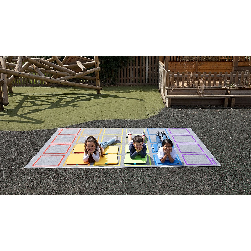 Essentials Rainbow Squares Placement Carpet from our School Carpets ...