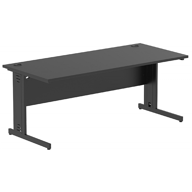 Onyx Black Rectangular Cable Managed Office Desks from our Rectangular Desks range.