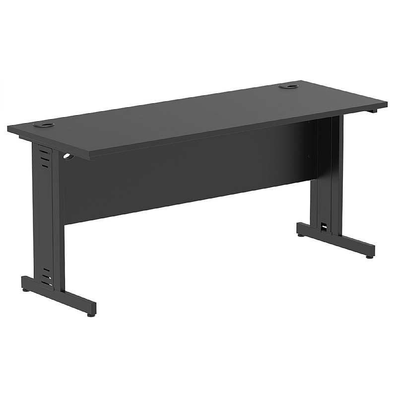 Onyx Black Shallow Rectangular Cable Managed Office Desks from our ...