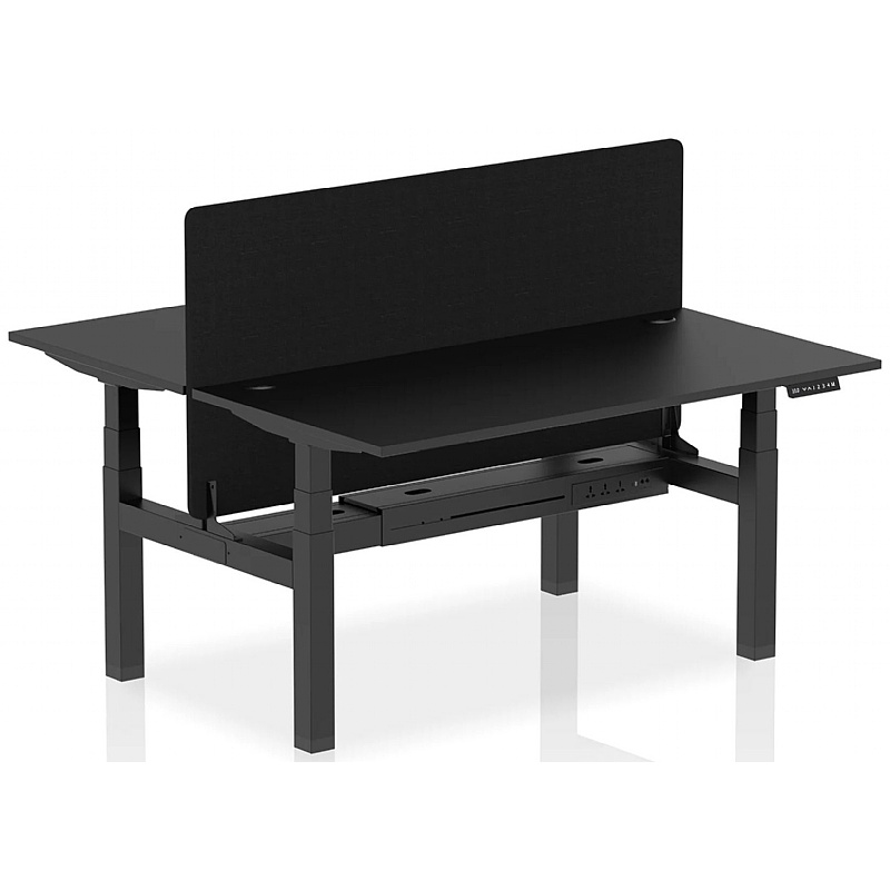 Ebony Black Electric Height Adjustable 2 Person Rectangular Back to ...