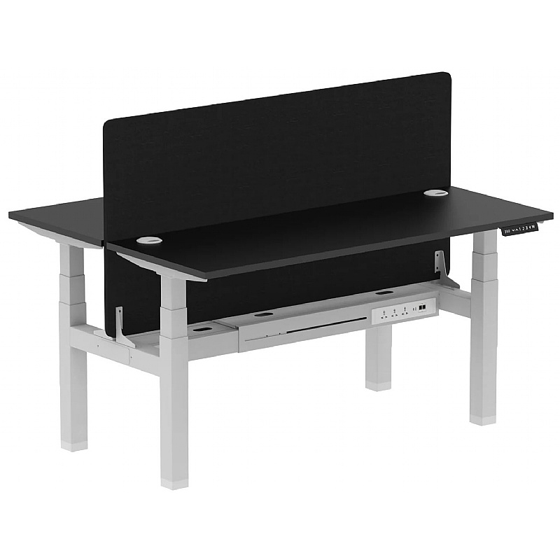 Ebony Black Shallow Electric Height Adjustable 2 Person Rectangular ...