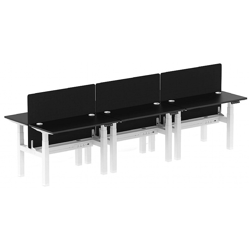 Ebony Black Shallow Electric Height Adjustable 6 Person Rectangular ...