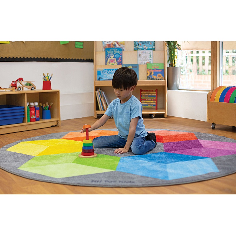 Rainbow Circular Polygons Carpet from our School Carpets, Mats & Rugs ...