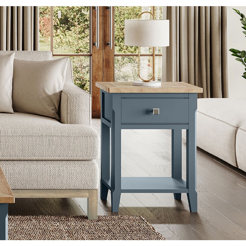 Signature Blue Solid Wood Side Table from our Coffee Tables range.