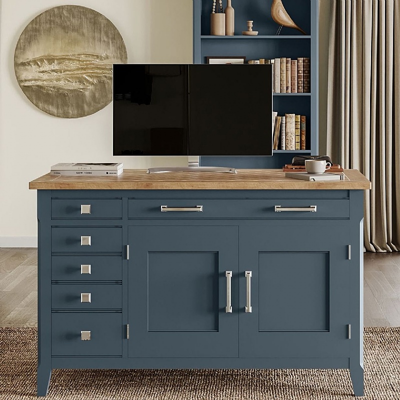 Signature Blue Solid Wood Hidden Home Office Desk from our Home ...