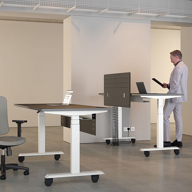 Progress Plus Electric Height Adjustable Mobile Rectangular Office Desks from our Sit-Stand ...