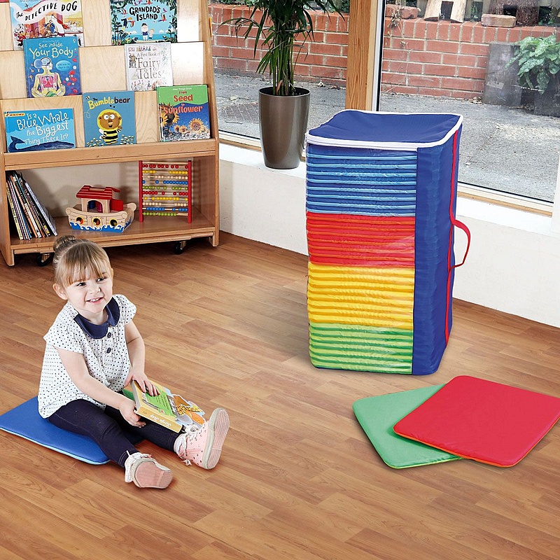 Rainbow Square Mats Set of 32 With Holdall from our School Carpets ...